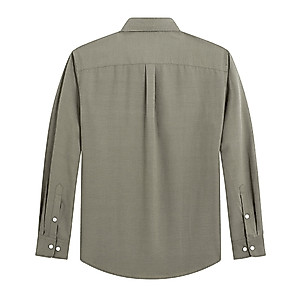 J.VER Men's Pinpoint Oxford Dress Shirts Long Sleeve Button Down Collar Shirt with Pocket Light Olive Green Large