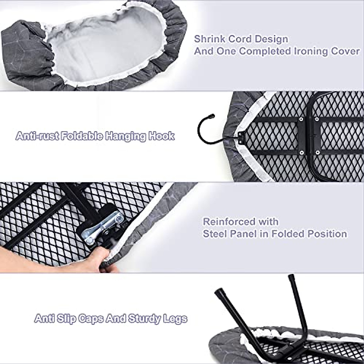 Duwee 12"x30"Table top Ironing Board with Thicken Felt Padding,Heat Resistant Cover,Foldable Ironing Boards with Stainless Steel Hook for Easy Storage