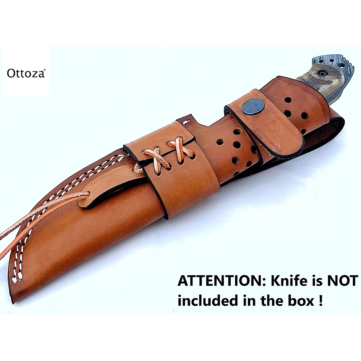 Ottoza Handmade Leather Knife Sheath SIDE DRAW Knife Sheath - Bushcraft Knife Sheath - Hunting Knife Sheath - Survival Knife Sheath - Vertical Knife Sheath Brown TOP GRAIN LEATHER No:334