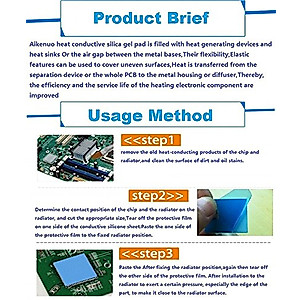 Thermal Pad,200x200x3mm 6W/m.k Thermal Conductivity,with Good efficient Heat Dissipation Performance for Laptop Heatsink/CPU/GPU/SSD/IC/LED Cooler