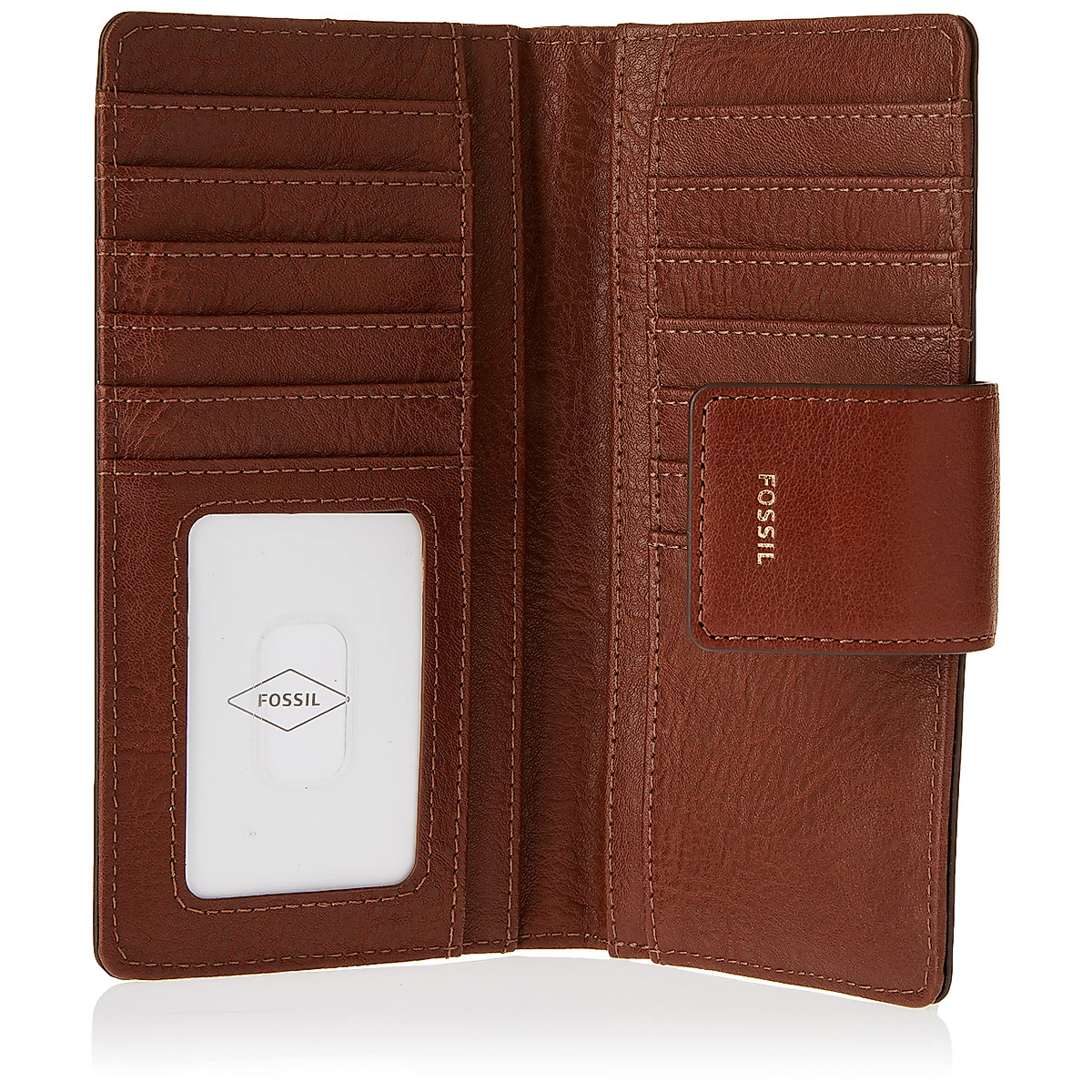 Fossil Women's Logan Leather Wallet RFID Blocking Tab Clutch, Brown (Model: SL7830200)