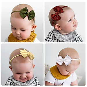 40 Pieces Baby Girls Headbands Nylon Hairband Grosgrain Ribbon Hair Bows Handmade Hair Accessories for Newborn Infant Toddler Kids