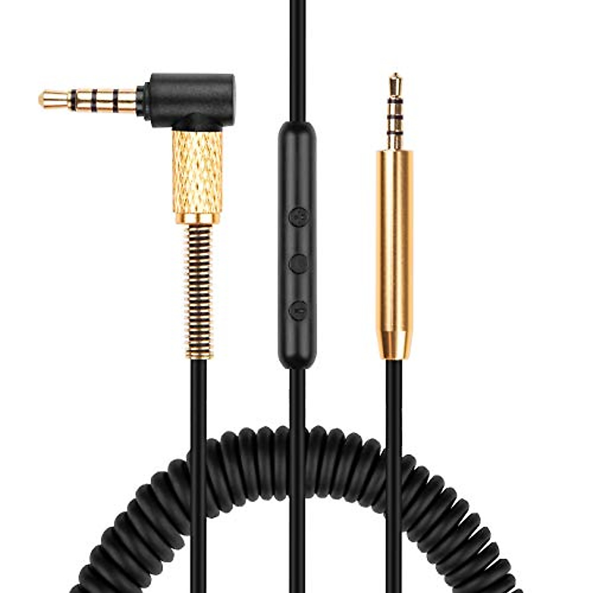 QC35 Cable Coiled Aux Cord Replacement for Bose QC25 / QC35 II / 700 / OE2 Gaming Headphones on PS4 Xbox - Inline Mic Volume Control 4ft to 6ft Audio Wire Accessory