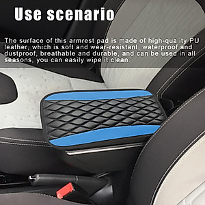 Car Center Console Cushion Pad, Accessories Interior Protection Universal Leather Waterproof and Anti-scratch Armrest Seat Box Cover Profector for Most Car,SUV, Vehicle (Blue)