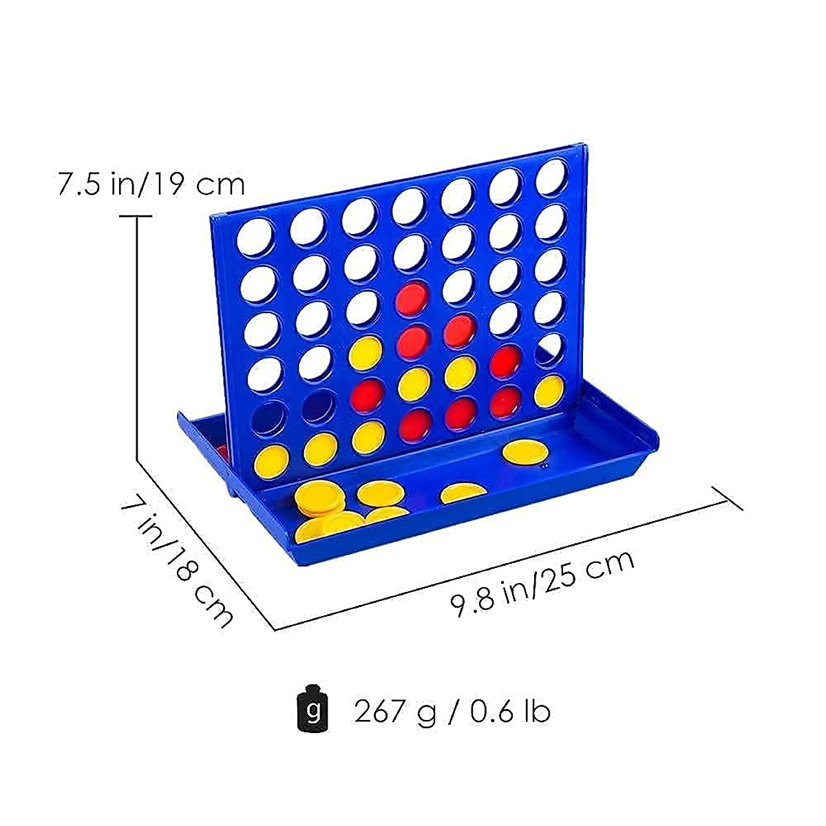Pup Go 4 in a Row Game - 6 Spare Discs Included, Classic Board Game for Kids, Classic Four in a Row, Family Fun Games for Age 3 4 5 6 7 Year Old Boys Girls Adults, Line Up 4 (Standard)
