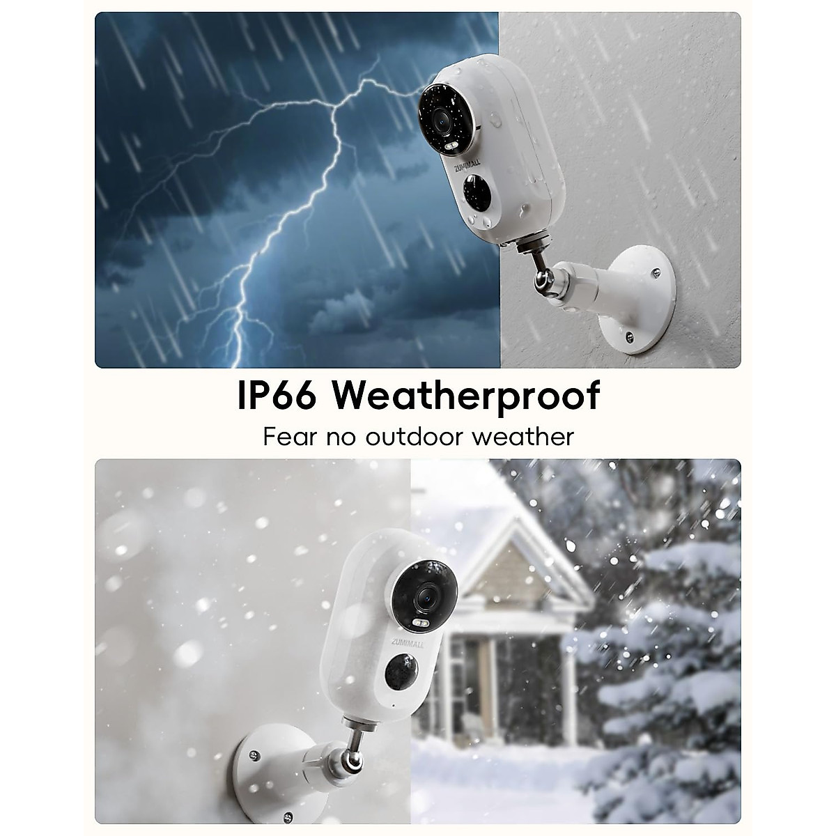 ZUMIMALL 2K Solar Camera Security Outdoor, Solar Powered Battery Operated Wireless FHD Outside Surveillance Camera for Home Security, Night Vision, PIR Motion Detection, IP66 Waterproof, 2.4G WiFi