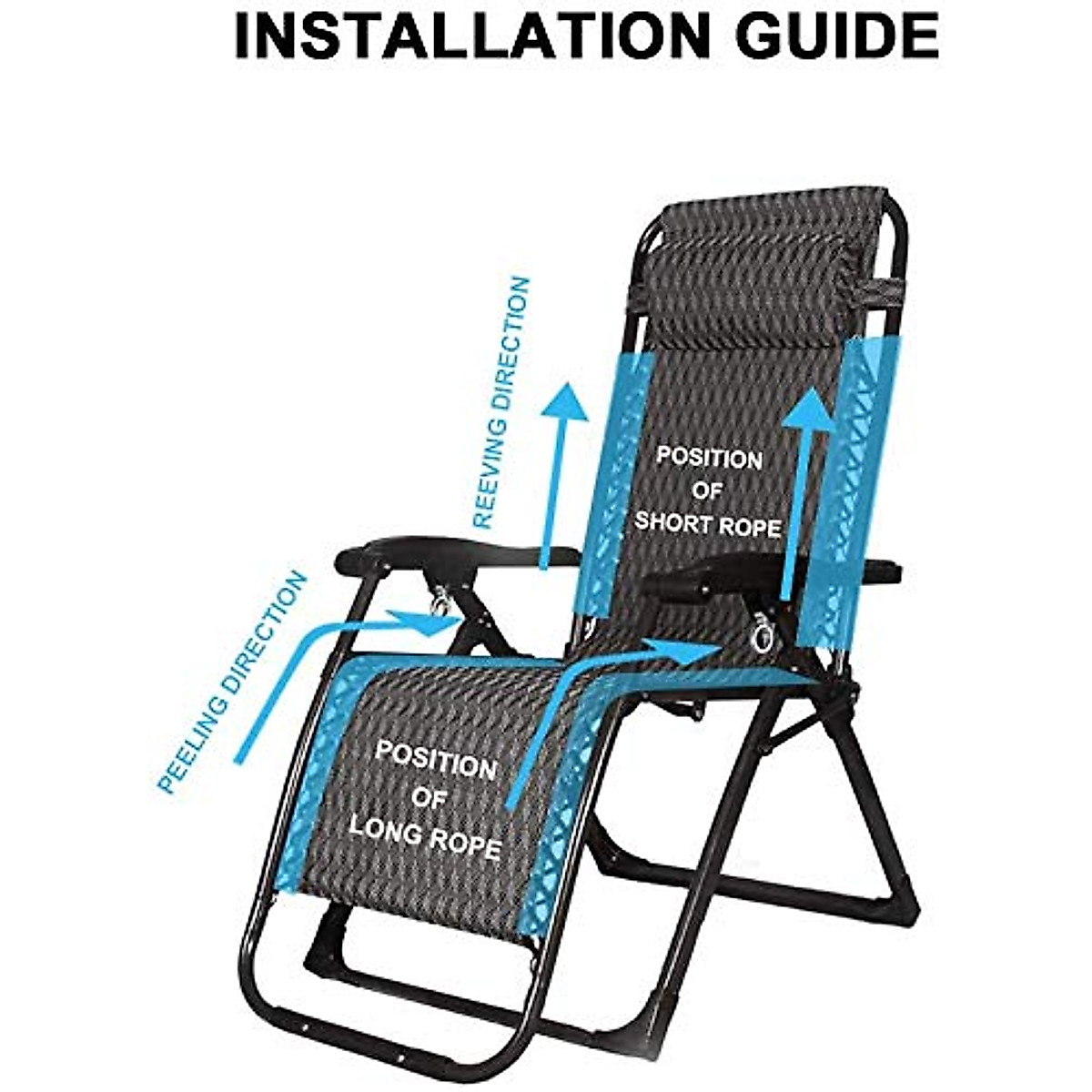 JS&Walk Leisure Chair Fabric Cloth Replacement Kits with Tessforest Cloth and Cord Laces Universal for Zero Gravity Chairs, Patio Bench Lounge Couch, Garden Folding Chair (Gray Rhombus)