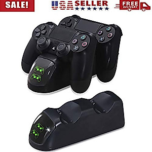 DERCLIVE Controller Charger Dual Controller Charging Dock Station with Charging Status Display Screen for PS4 / PS4 Slim / PS4 Pro Controller