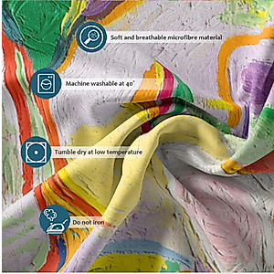 HOBBOY Bright Colors 3pc Bedding Set Warm Picasso Pattern Printed Bedding Duvet Cover Sets 2 Pillowcases with Zipper Closure All Season Queen