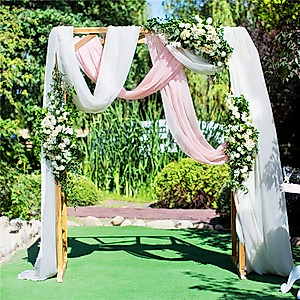 yeesiprua Wedding Arch Drapes, 18FT White Drapes Sheer Backdrop Curtain Chiffon Fabric Drapery Table Runner Sheer Voile Draping Panels Wedding Arches for Ceremony Curtain Valance Party Decoration
