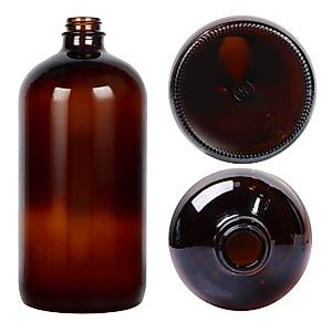 STARSIDE 2 Pack - 1 Liter 32 oz Amber Glass Boston Round Bottles with Air Tight Seal Phenolic Poly Cone Caps. Perfect Glass Containers for Secondary Fermentation,Storing Kombucha,Brewing and Juicing.