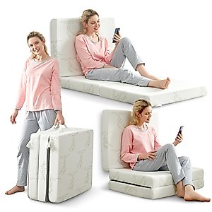 Cheer Collection Foldable Mattress - Tri Folding Mattress - Portable 4 Inch Thin Mattress for Floor - Must-Have Folding Mattress - Trifold Mattress for Sleepovers, Camping, and Guests (75"x25"x4")