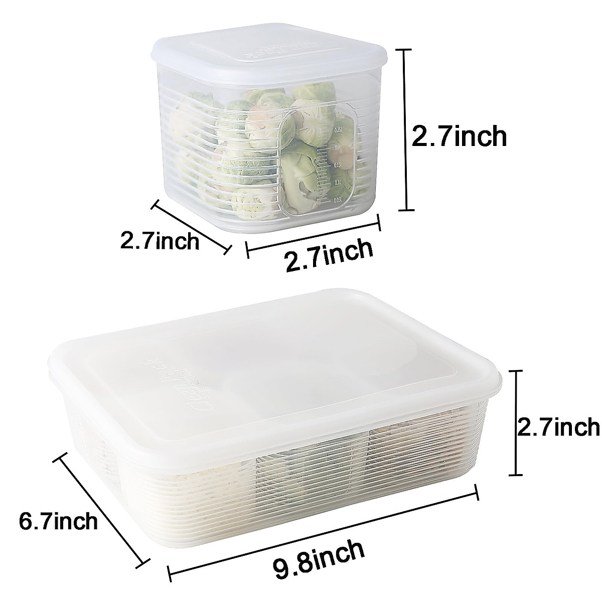 CD HOME 6 Compartment Snackle Box Container for Fridge, Divided Veggie Tray with Lid, Clear Refrigerator Organizer Bins Plastic Food Storage Containers for Snack, Fruit, Vegetable, Fish, Meat