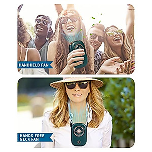 AICase Portable rechargeable personal mini neck fan handheld fan 3 Speeds 2000mah battery with LED battery display and lanyard for outdoor,cooking,office,beach,walk and exercise(Darkslategray)