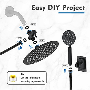 PROOX Dual Shower Head with Handheld Combo, High Pressure Round 8'' Rain Shower Head with Handheld ON/OFF Switch Button with 72 inch Extra Long Flexible Hose - Chrome