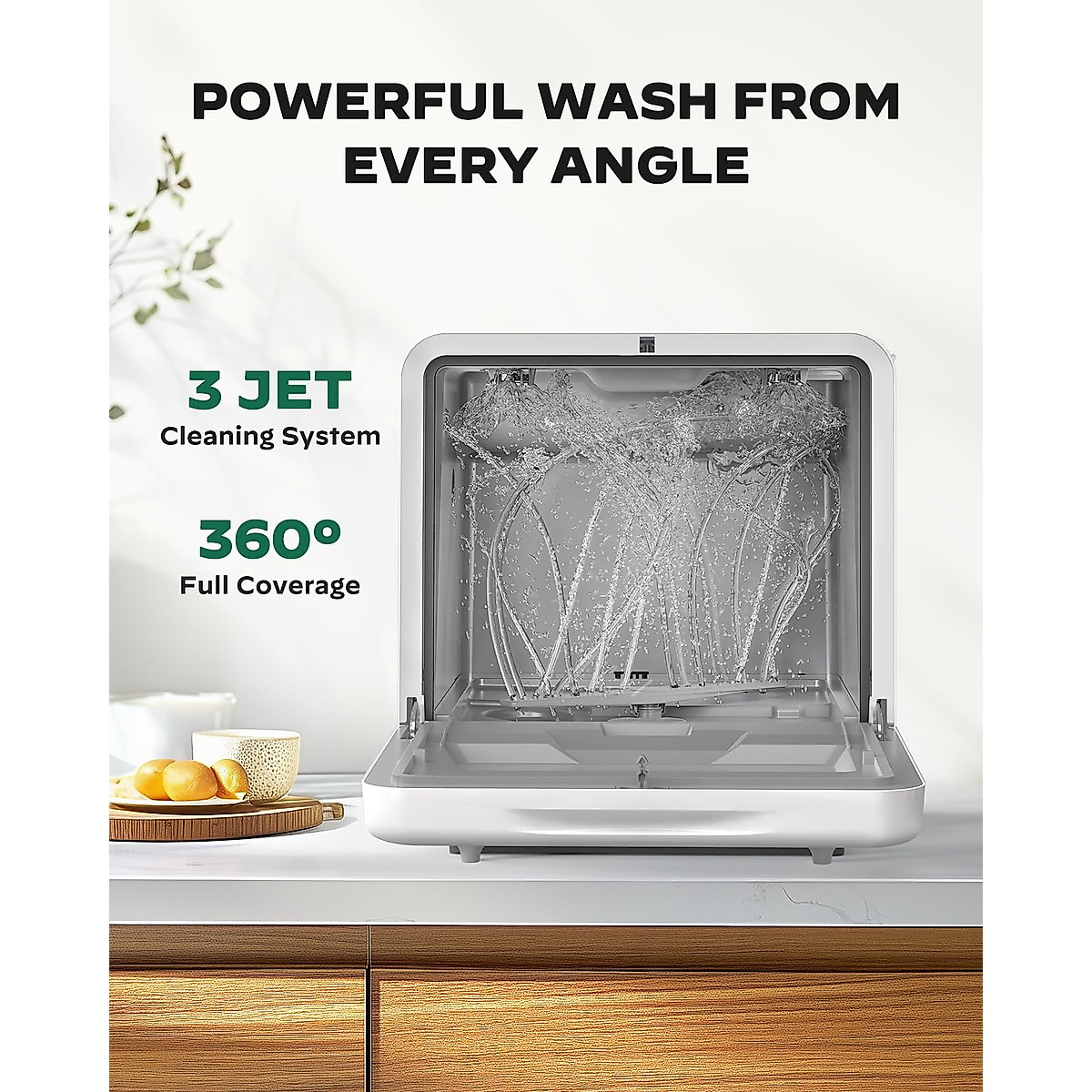 Silonn Portable Countertop Dishwasher, Mini Dishwasher with 5L Water Tank for Apartments/RVs No Hookup Needed, Dish washer with 6 Wash Programs 4 Place Settings 360° Triple Spray System & Auto Air Dry