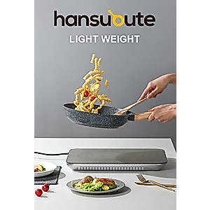 hansubute Nonstick Induction Stone Frying Pan with Soft Touch Handle,Children Protection Function (8inch)