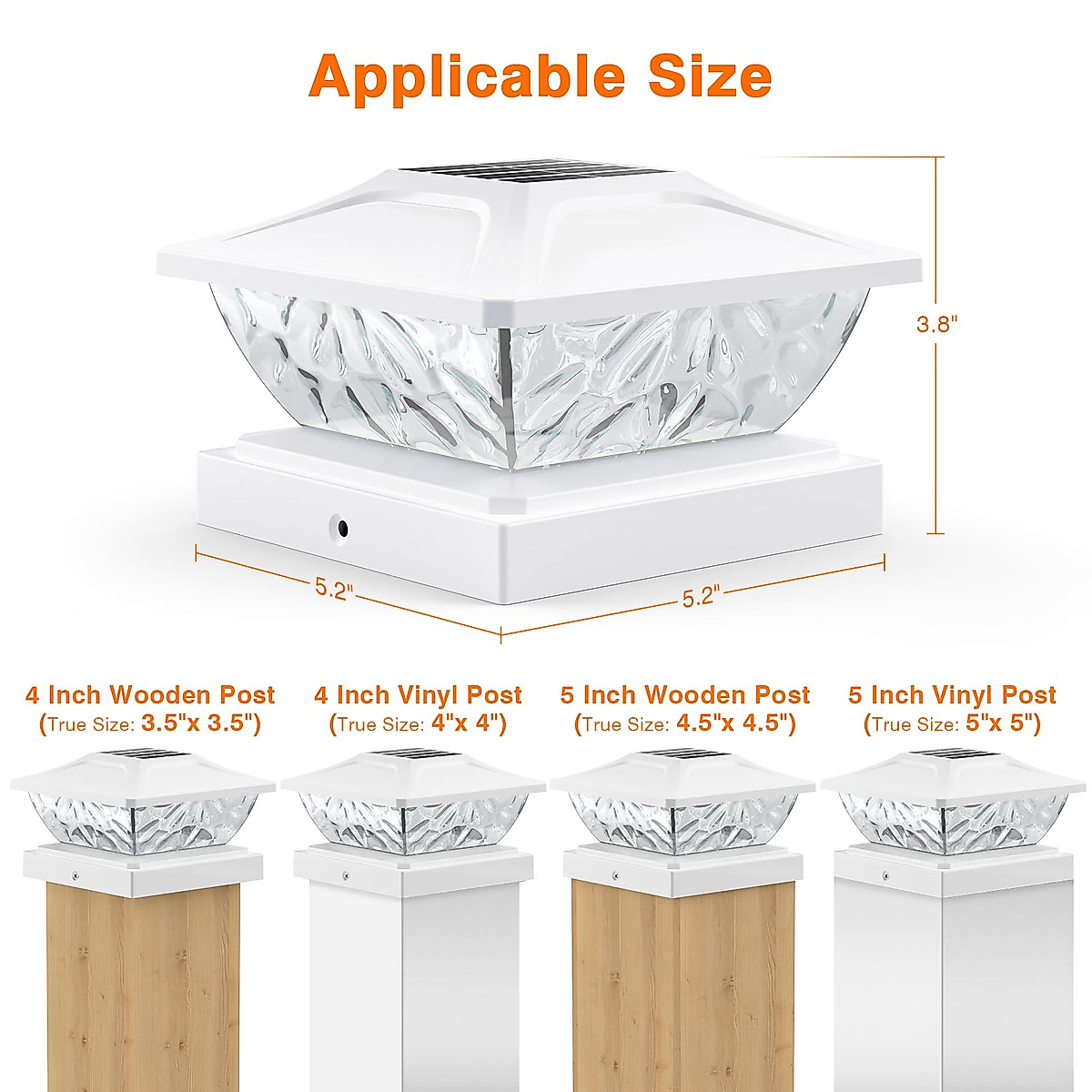 ENSLI 8 Pack Solar Post Cap Lights, 2 Mode Bright Solar Post Lights Outdoor Waterproof Fence Post Cap Lights, Outdoor Post Lights Solar Powered Deck Lights for 4x4 4.5x4.5 5x5 Posts in Garden Decor