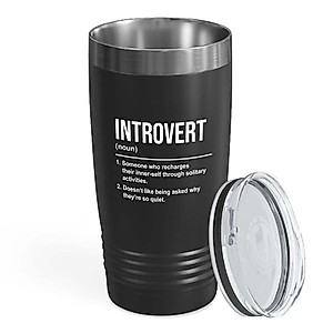 Funny Introvert Black Tumbler 20oz - Introvert definition - Creative Gifts for Adults I Hate Everyone Introvert Gifts Introvert Friends Introvert Coworker Introvert Work Bestie