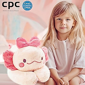 uoozii 20" | 4 Pounds Pink Axolotl Weighted Stuffed Animals with Unscented Microwave Heating Pad Inside, Cute Coolable Heatable Weighted Plush Warm Gift for Kids & Adults