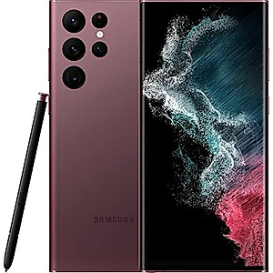 Samsung Galaxy S22 Ultra 5G (SM-S908E/DS) Dual SIM 256GB/ 12GB RAM, 6.8" GSM Unlocked International Version - Burgundy
