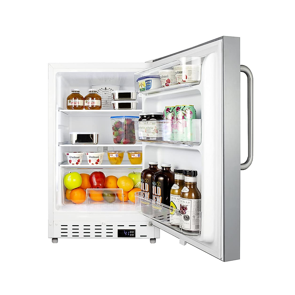 Summit Appliance ALR46WSSTB 20" Wide Built-In All-Refrigerator, ADA Compliant, 3.53 cu.ft Capacity, Adjustable Thermostat, Removable Door Racks, Automatic Defrost, Temperature & Open Door Alarms