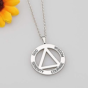 BNQL Serenity Prayer AA Recovery Necklace Serenity Courage Wisdom Sobriety Gift Necklace