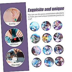 EXCEART Glass Ornaments 360 Pcs Constellation Gem Patch Ear Peircing Kit Necklace Set Round Beads DIY Gemstone Patches Bisuteria Materiales Glass Glass Round Constellation 3D Earrings