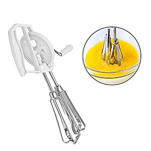 Manual Egg Blender Stainless Steel ABS Handheld Manual Egg Blender Mixer Beater Home Kitchen Cooking Tool White