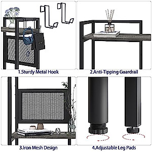 Anivia 6-Tier Asymmetrical Open Storage Shelves Corner Bookshelf Ajustable Wood Bookcase Open Shelf with Metal Frame Storage Organizer for Home Office, Oak and Black