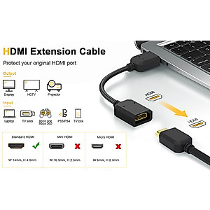 EXTRACTME HDMI Extension Cable, 2-Pack High Speed HDMI Male to Female Extender Adapter Converter Support 4K 3D for Google Chrome Cast, Roku Stick, TV Stick, HDTV, PS3/4, Xbox360, Laptop and PC
