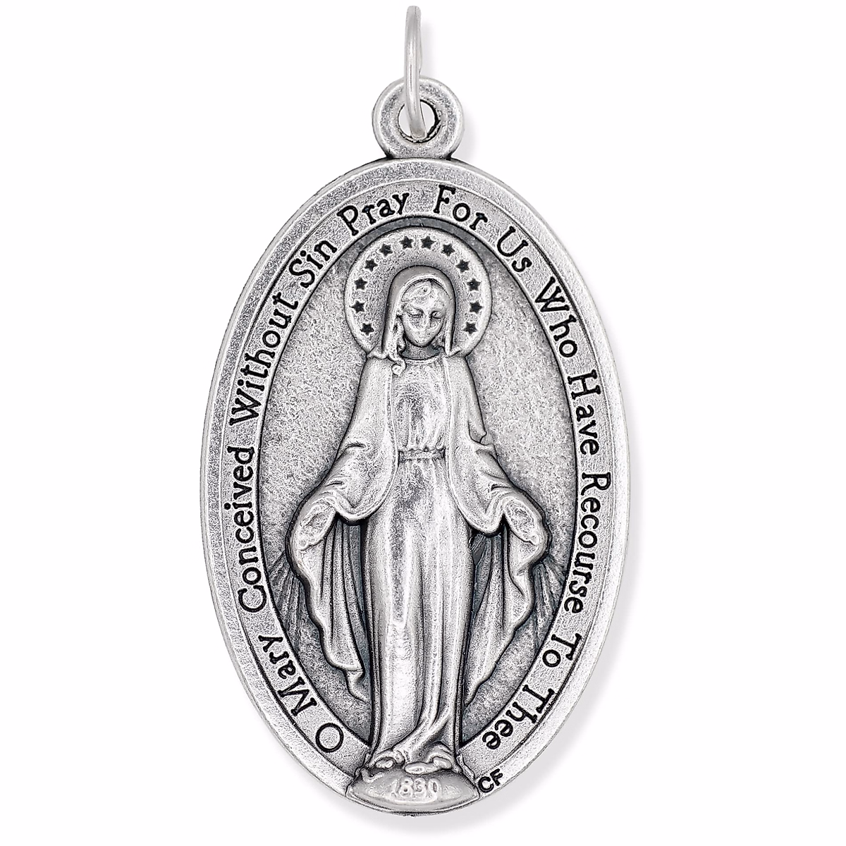Pack of 3 - Miraculous Medal Pendant Extra Large - 1.75" Silver Oxidized Large Pendant for Necklace, Medals for Jewelry Catholic - Made in Italy