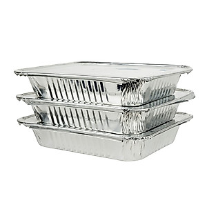 Jetfoil Aluminum Foil Steam Table Pans With Lids | Perfect for Catering, Party Supplies & Suitable for Broiling, Baking, Cakes and Pies - 9 x 13 Half size Deep | Pack of 30