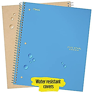 Five Star Spiral Notebooks, 1 Subject, College Ruled Paper, 100 Sheets, 11 x 8-1/2 inches, Assorted Colors, 6 Pack (38057)