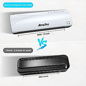 Laminator Machine, Anwike 13 inches Laminating Machine for A3 A4 A5 A6, Thermal Laminator Machine with 20 Laminating Sheets for Home Office School Use, Build in Paper Trimmer and Corner Rounder