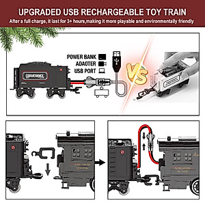 Electric Train Sets for Boys Girls Metal Alloy Christmas Trains Toys Steam Locomotive, Passenger Carriages, Tracks, Light & Sounds Rechargeable Birthday Gifts for Kids 3 4 5 6 7 8 + Years Old Red …