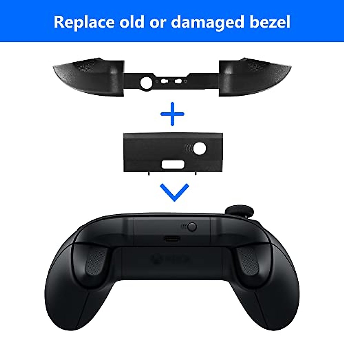 2PCS Bumper Shoulder Trigger Buttons for Xbox Series X S Controller, Replacement Original Top Middle Bracket Controller Parts with T8 T6 Repair Screwdriver Kit for Xbox Series X S Controlle (Black)
