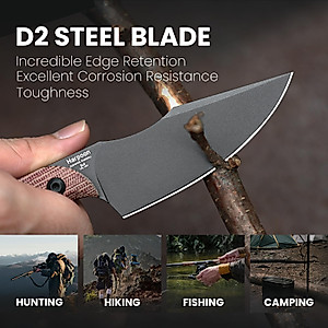 Kizer/Maverick Customs Harpoon Fixed-blade Knife D2 Blade with Red Micarta Handle - 1040E1