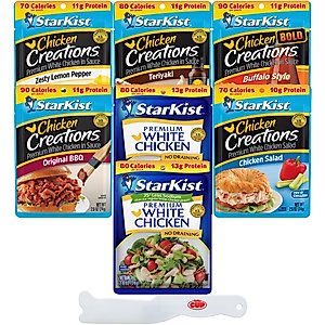 Starkist Chicken Creations, 7 Flavor Variety (Pack of 7) with By The Cup Spatula Knife