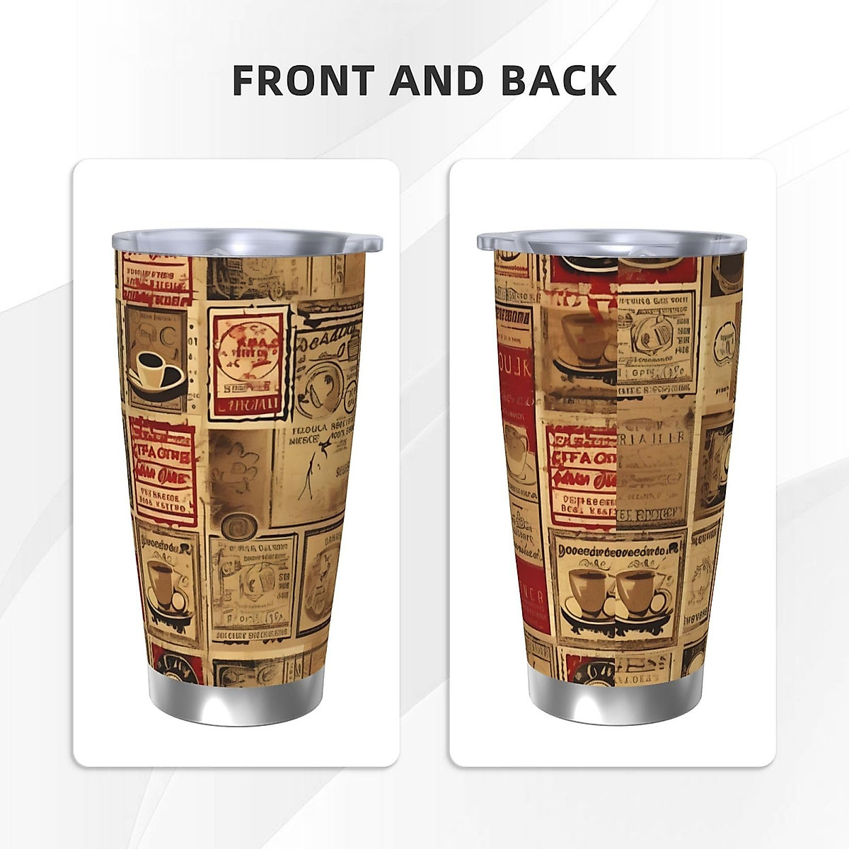 Tangopi Vintage Newspaper Coffee 20 oz Tumbler with Lid and Straw Insulated Travel Coffee Mug Reusable Spill Proof Coffee Cups Stainless Steel Water Bottle for Hot and Cold Drinks