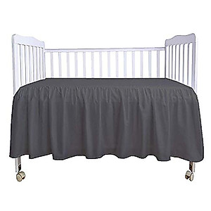 Crib Skirt Split Corners 100% Natural Cotton Crib Skirt Dust Ruffle 4 Sides Perfect Nursery Bedding for Baby Boy or Baby Girl, Fit All Standard Crib Dark Grey Solid - 28" x 52" 14" Drop