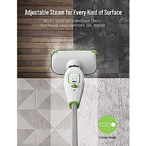 TOPPIN Steam Mop - 23ft Power Cord and 380ml Water Tank, 3 Steam Levels, Steam Mop with 2 Steam Mop Pads, Lightweight Steam Cleaner for Hardwood Floor, Marble, Laminate, Tile