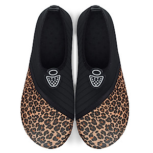 QACOHU Women's Water Shoes Quick Drying Lightweight Sports Shoes for Beach Swim River Surf Yoga Walking Exercise Water Socks for Women PJ Leopard 8.5-9.5 M US Women/7-7.5 M US Men