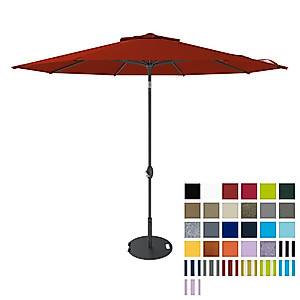 Midtown Umbrellas The Lean 9 Feet Outdoor Umbrella With Terylast Apple (Red) Polyester Fabric - Auto-Tilt Aluminum Frame Patio Umbrella For Deck, Garden, Pool - Black Pole