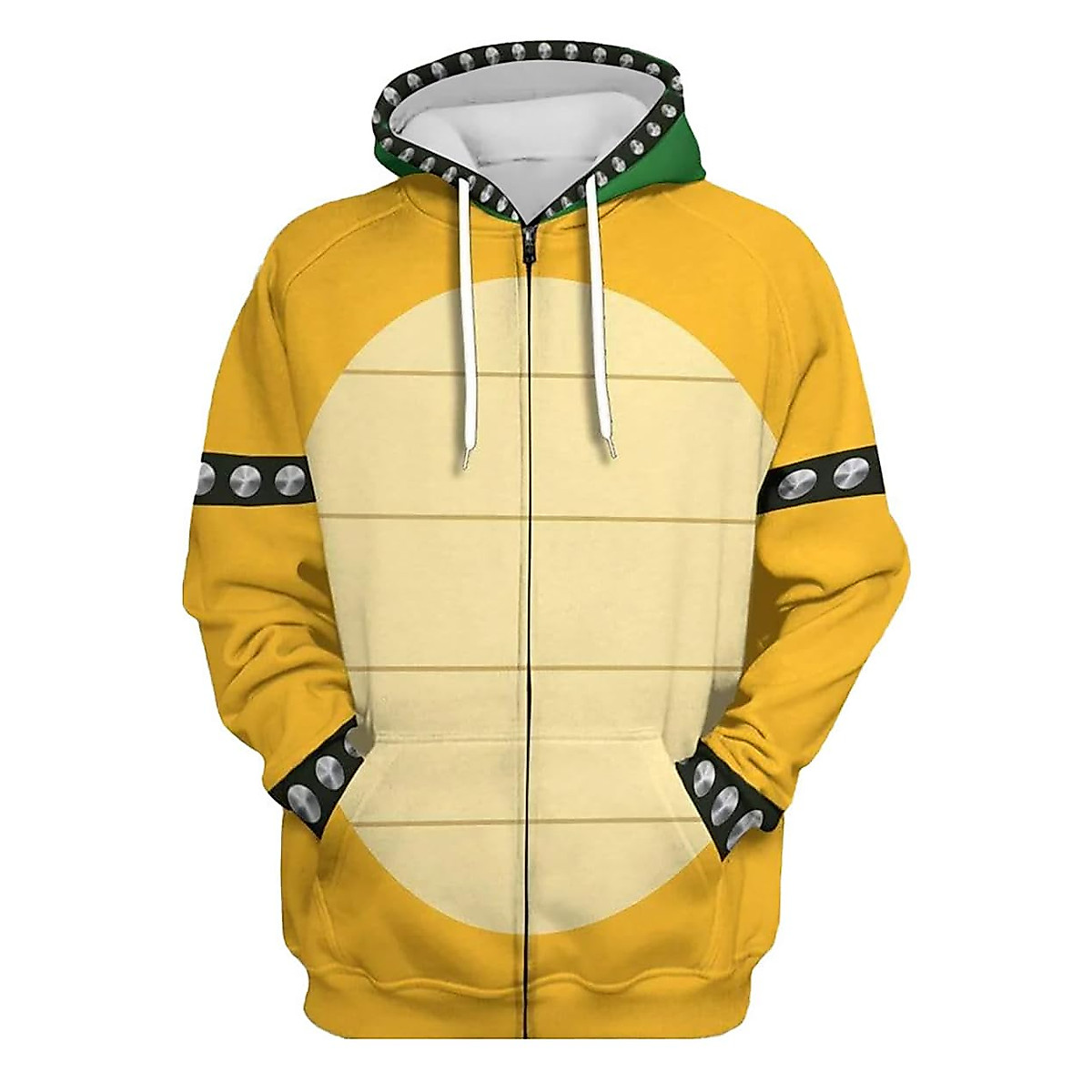 QENUIA Super Brothers Peach Luigis Bowser 3D Printed Full Zip Hooded Sweatshirt Cosplay Comics Costume for Unisex Adults