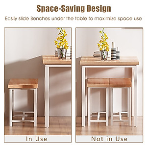 MOOSENG Kitchen Table Benches, 4-6 Person Space Saving Small Dining Sets Metal Frame and MDF Board for Breakfast Nook, Living Room, Apartment, Beige