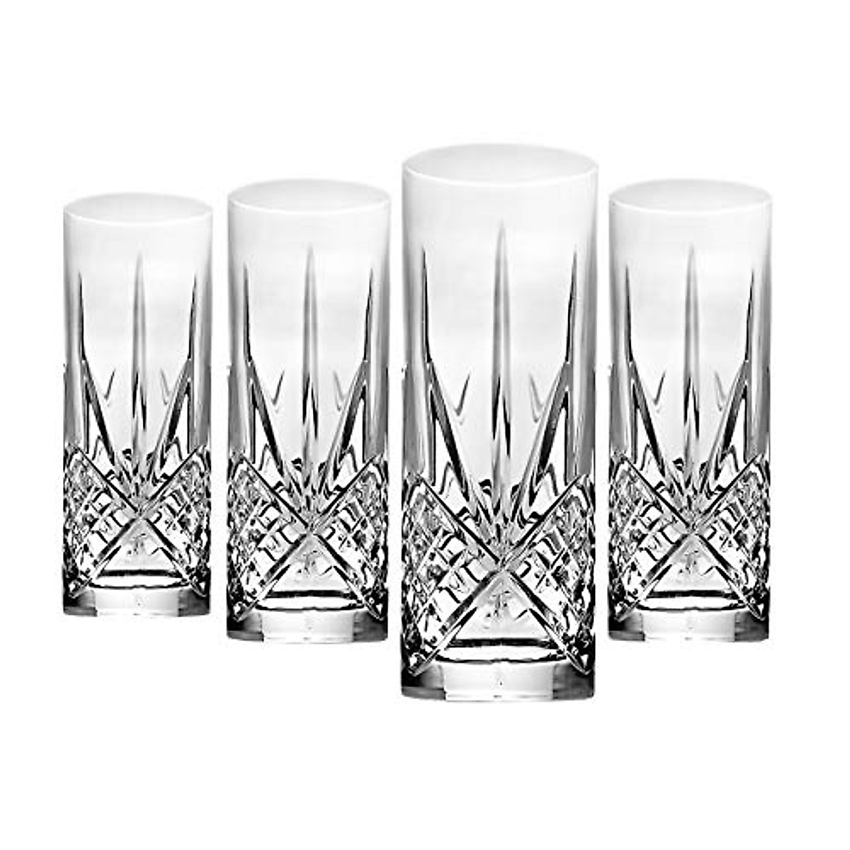 Godinger Tall Beverage Glasses Collins All Purpose Drinking Glasses- Dublin Collection, SET OF 4