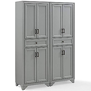 Crosley Furniture Tara 2-Piece Pantry Set, Distressed Gray