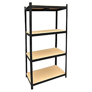 Garage Shelving Units: 64 x 32 x 16 inches | Heavy Duty Racking Shelves for Storage - Black 4 Tier (353 lbs Per Shelf), 1411 lbs Capacity | Multipurpose Shelf Display Rack for Workshop, Shed, Office