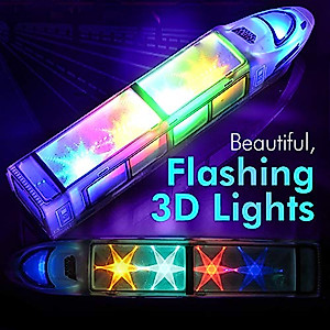WolVolk Beautiful 3D Lightning Electric Train Toy for Kids with Music, goes Around and Changes Directions on Contact
